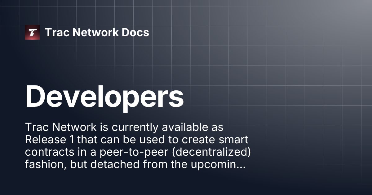 Developers | Trac Network Docs